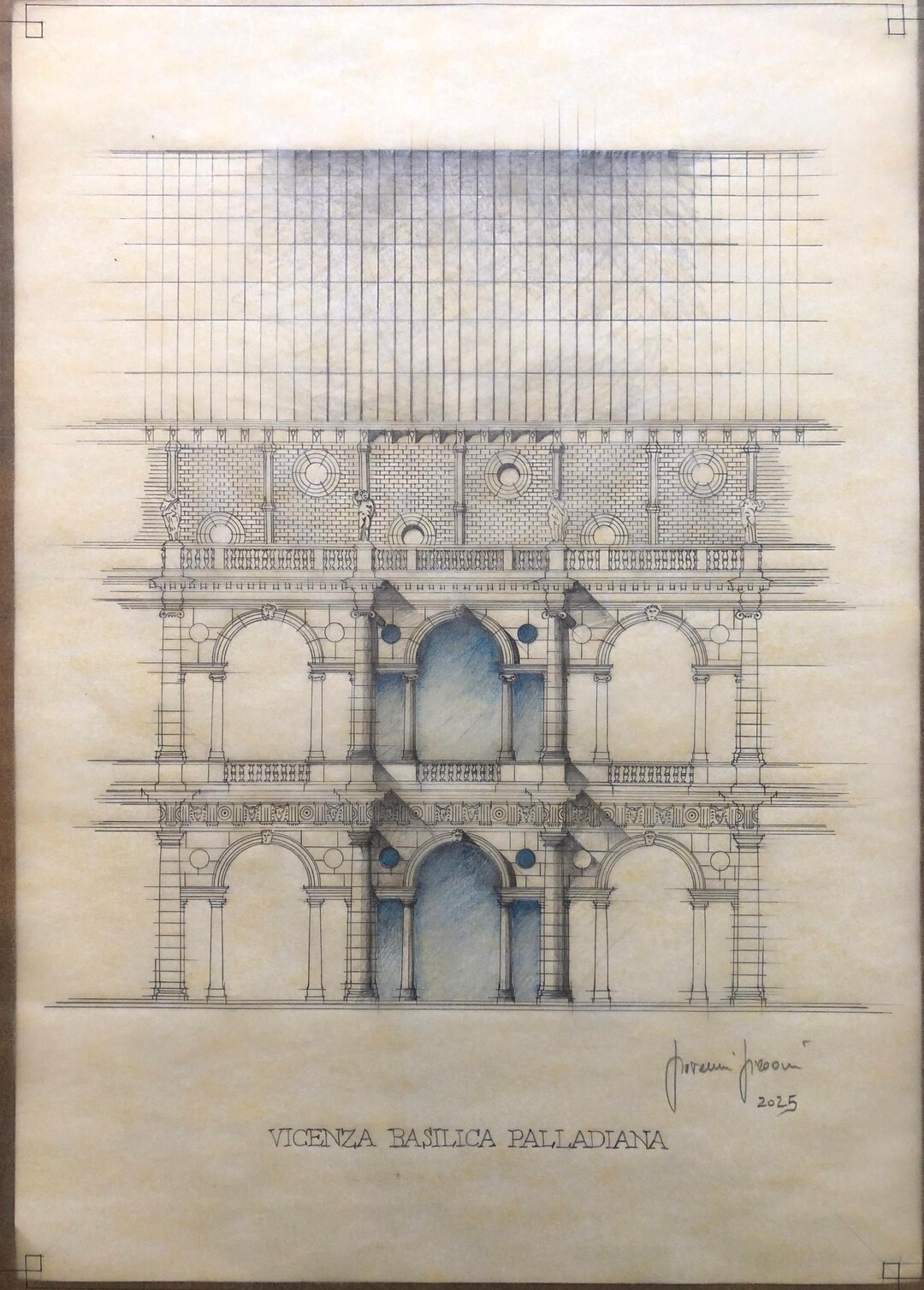 Basilica Palladiana Pencil Drawing, Andrea Palladio Architecture, A3 ...