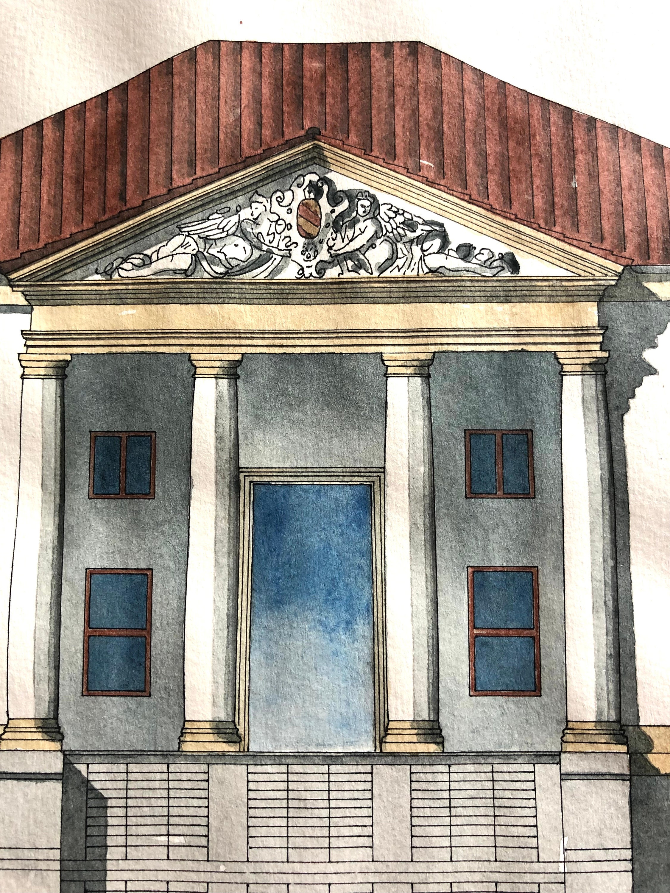 Villa Emo Watercolor Sketch, Palladio Architecture Art, Italian ...