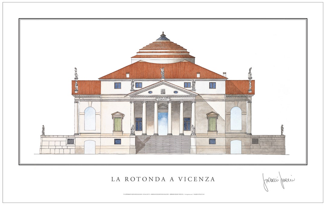 Palladio Rotonda Watercolor Print, Signed Architecture Art, Italian ...