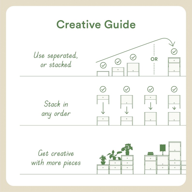 Modular Stacking Cabinets W/legs (3-pieces) — Customizable Organizer ...