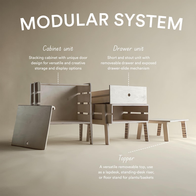Modular Stacking Cabinets W/legs (3-pieces) — Customizable Organizer ...