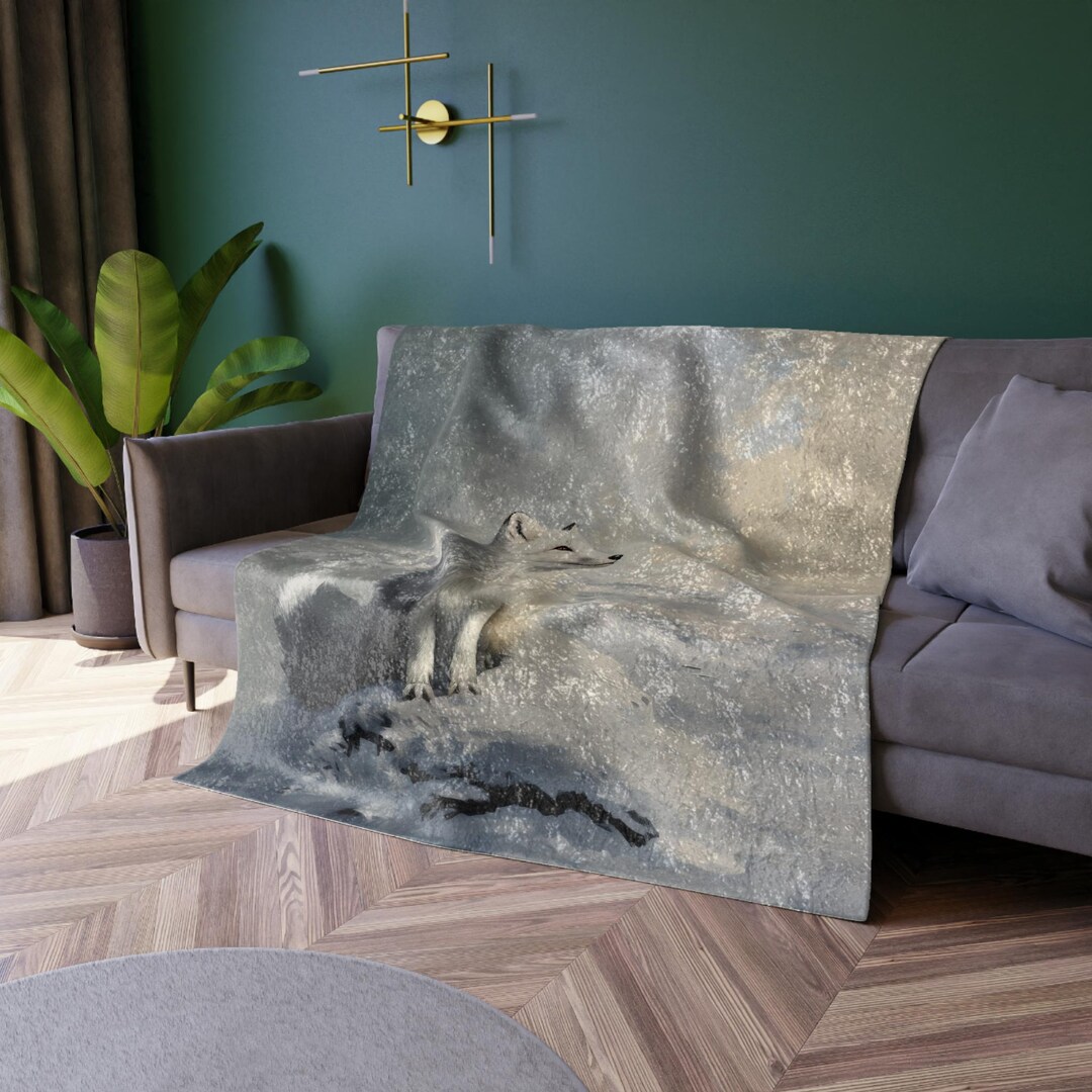 Arctic Fox Crushed Velvet Blanket - Etsy