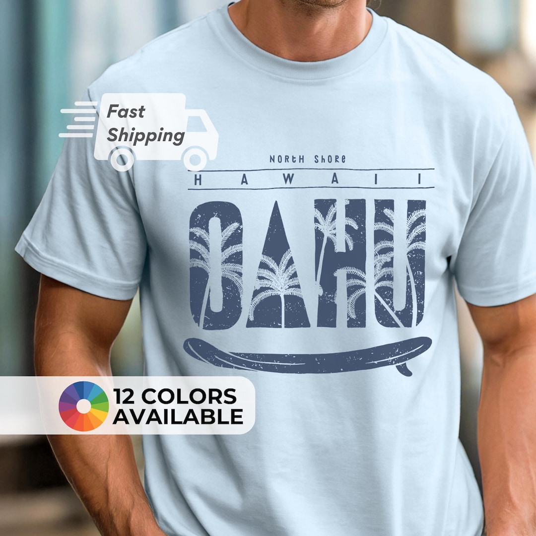 Hawaii Surf Shirt Beach Vacation Tropical Summer Surfboard Graphic Tee