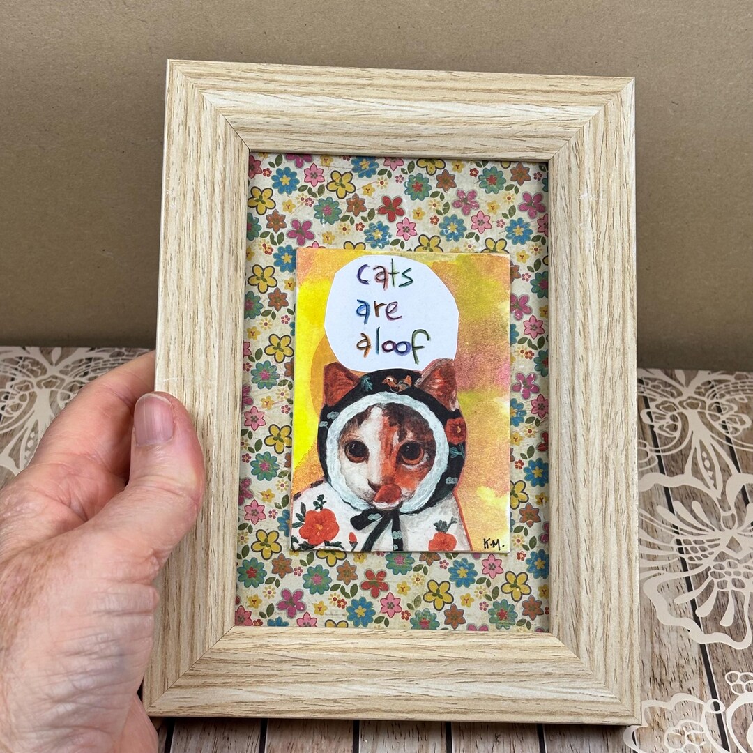 Framed Cat Collage Cats Are Aloof Art by Kim Magee Framed on Paper ...