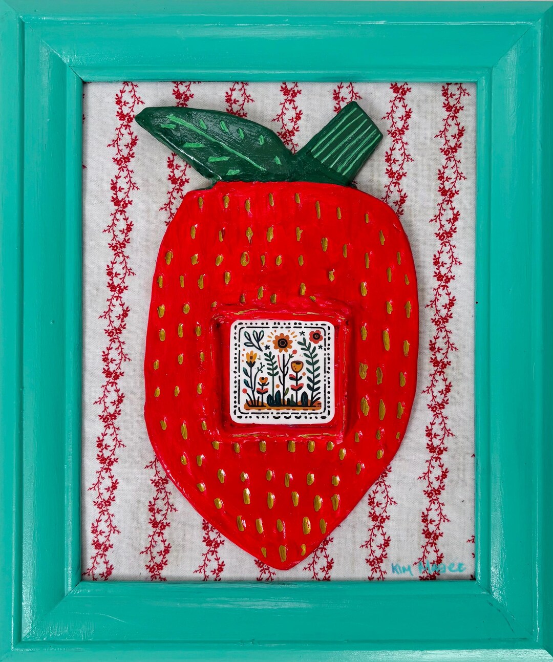 Strawberry Sculpture, Air Dry Clay 3D Artwork , Framed Wall Hanging ...