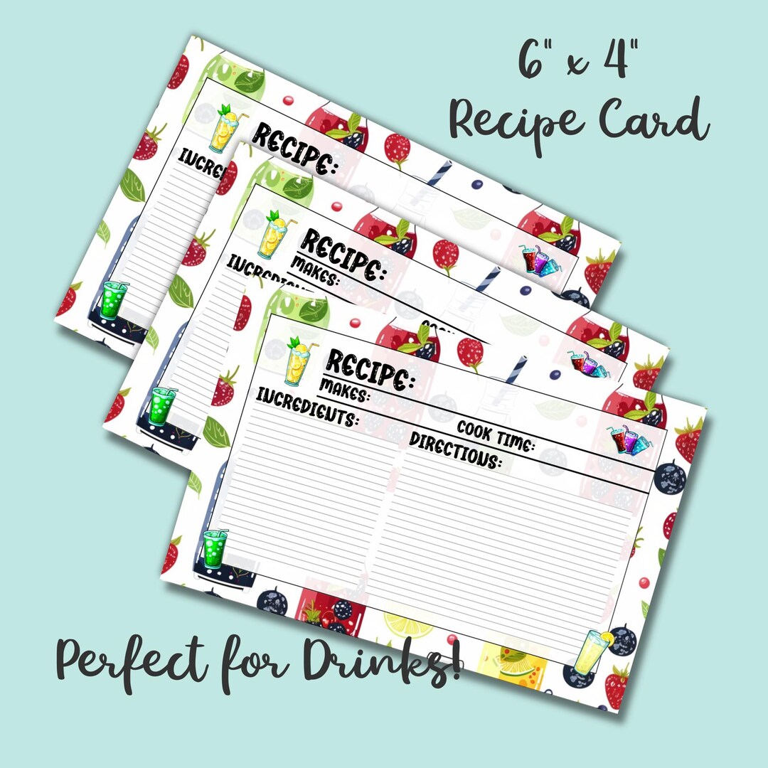 Soda-themed Recipe Card - Printable 6x4 Digital Download | Unlimited ...
