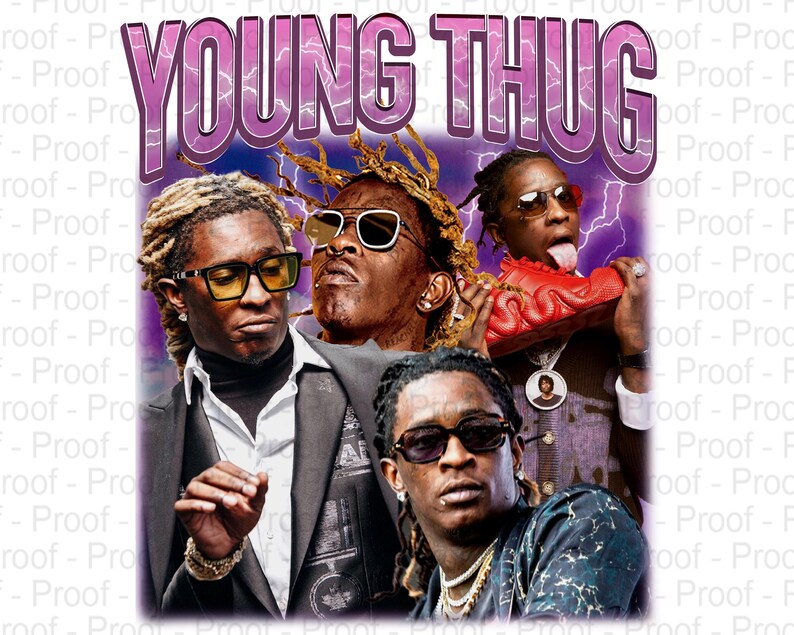 YOUNG THUG PNG Rap Tee Concert Merch Kanye Thugger Slime Season Green ...