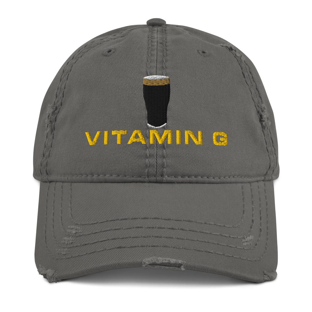 Vitamin G Guinness Pint Hat Embroidery Distressed Dad Hat Cap Ireland ...