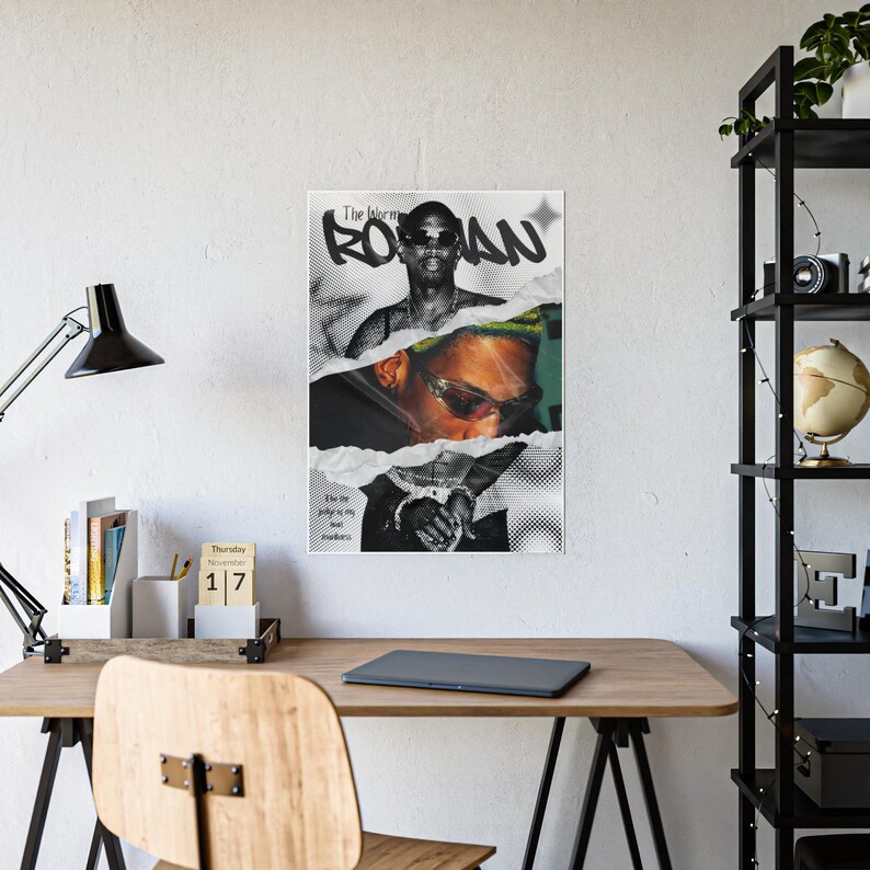 Dennis Rodman Inspired Glossy Poster - 90s Retro Collage Wall Art ...