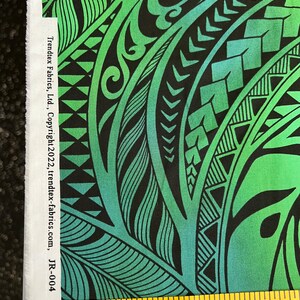 Polynesian Hawaiian Fabric Green Blue Tattoo Print - Etsy