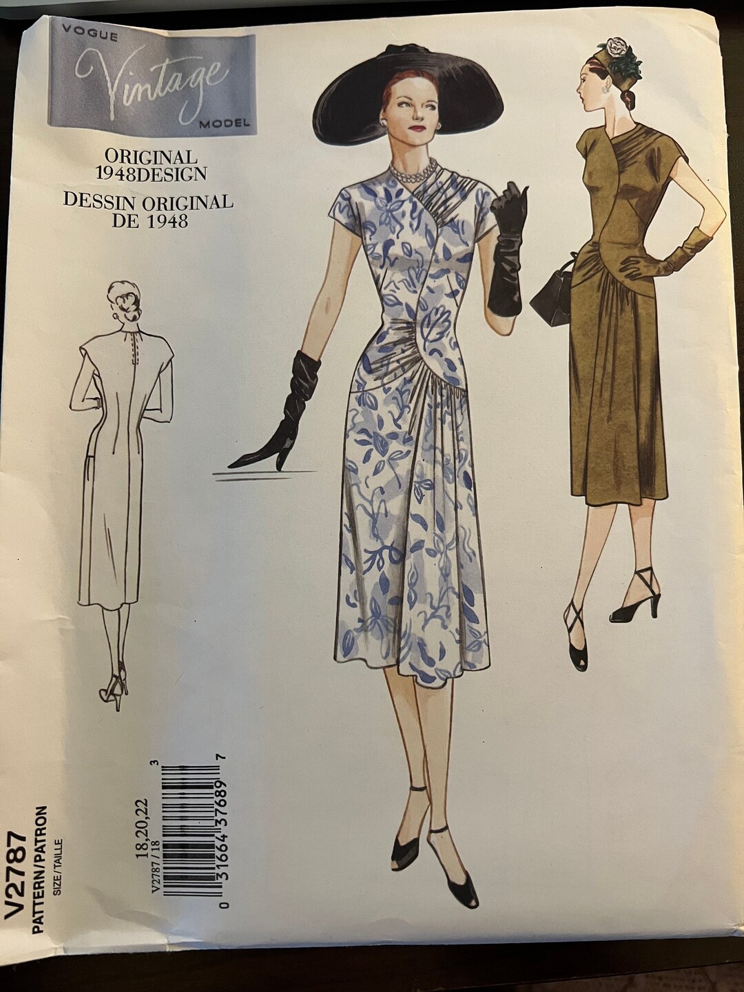 Vogue V2787 1948 Size 18-22 Dress Pattern UNCUT - Etsy