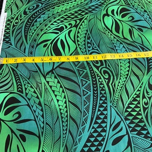 Polynesian Hawaiian Fabric Green Blue Tattoo Print - Etsy