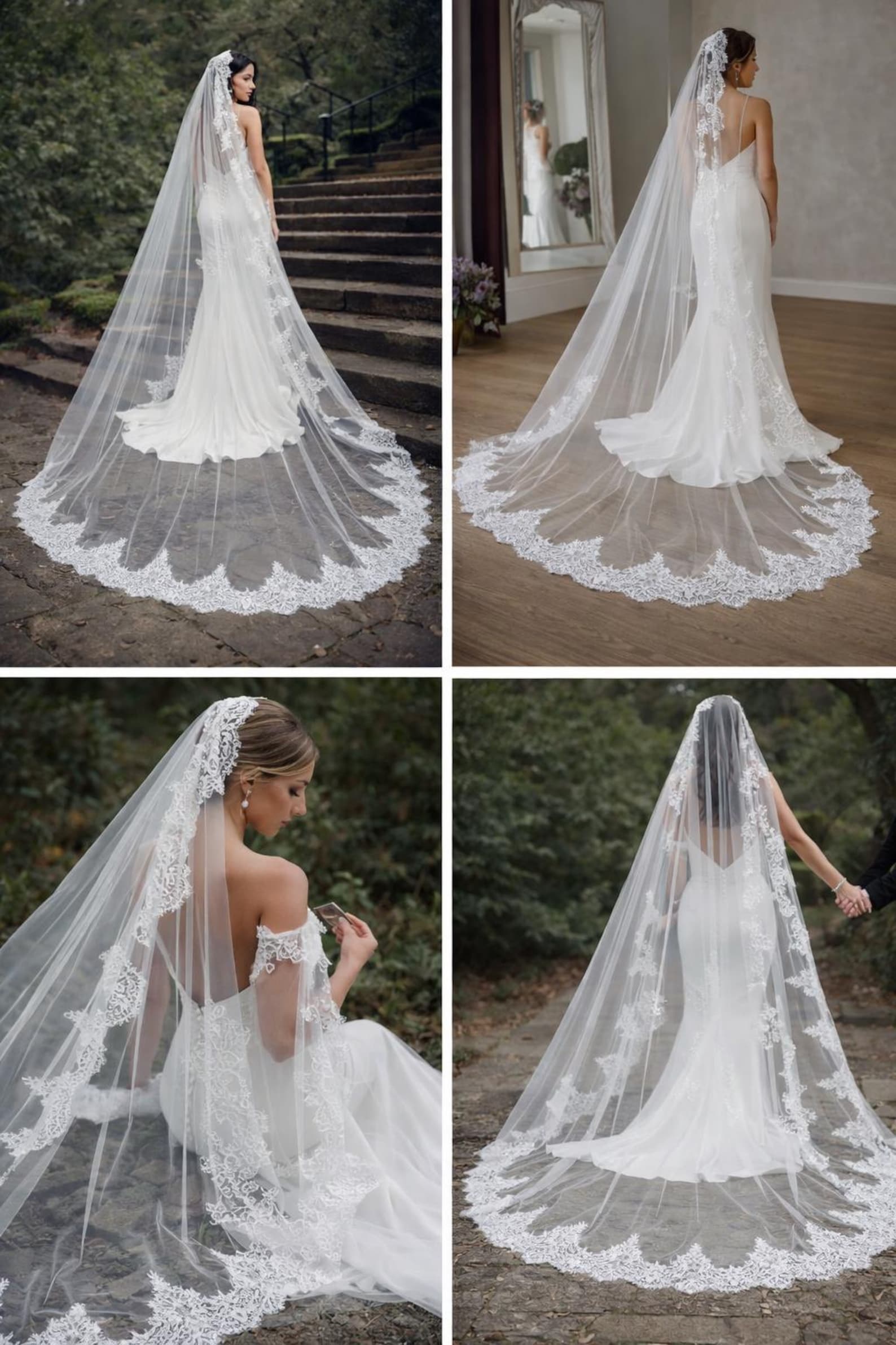Cathedral Chantilly Mantilla Heavy Lace Wedding Veil Couture Original ...