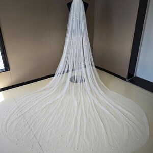 Cathedral Wedding Veil: 120 Inch Pearl Edge, Scattered Pearls - Etsy