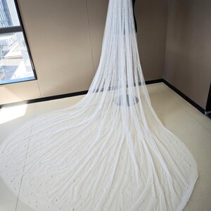 Cathedral Wedding Veil: 120 Inch Pearl Edge, Scattered Pearls - Etsy