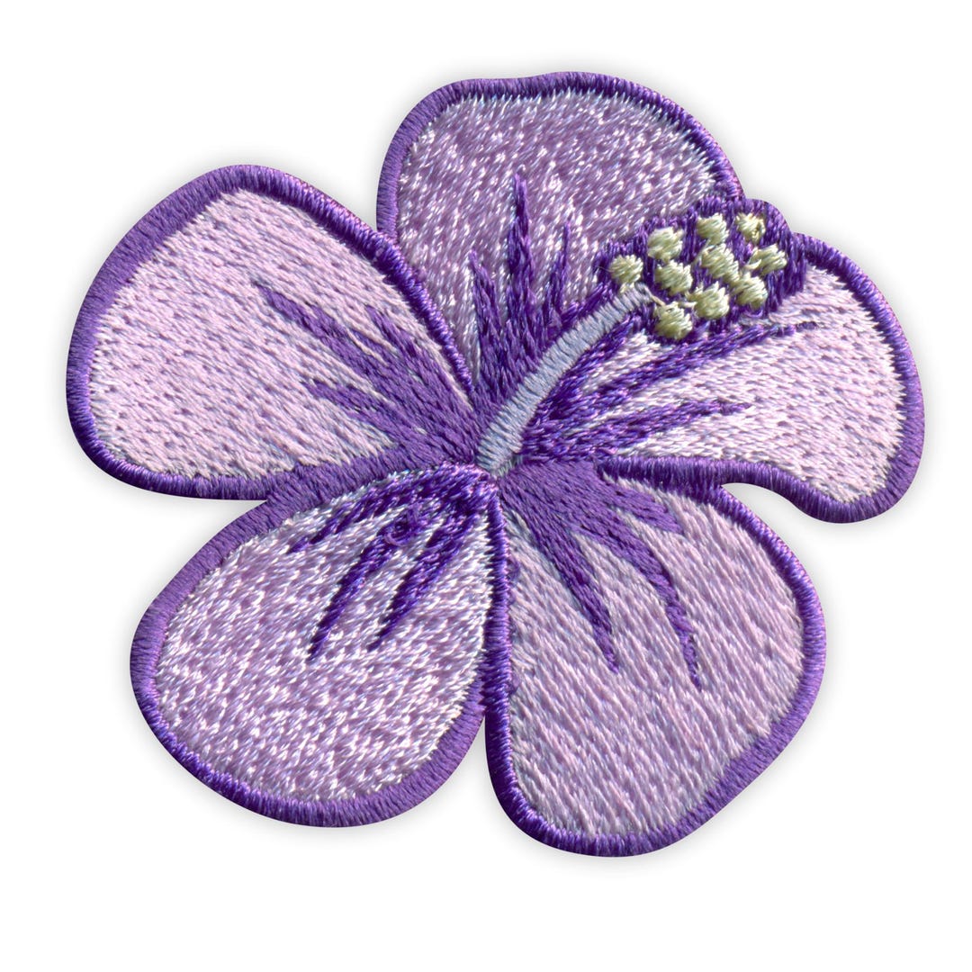 Hibiscus Flower - Violet - Embroidered Patch / Badge - Patchion Patches - Etsy