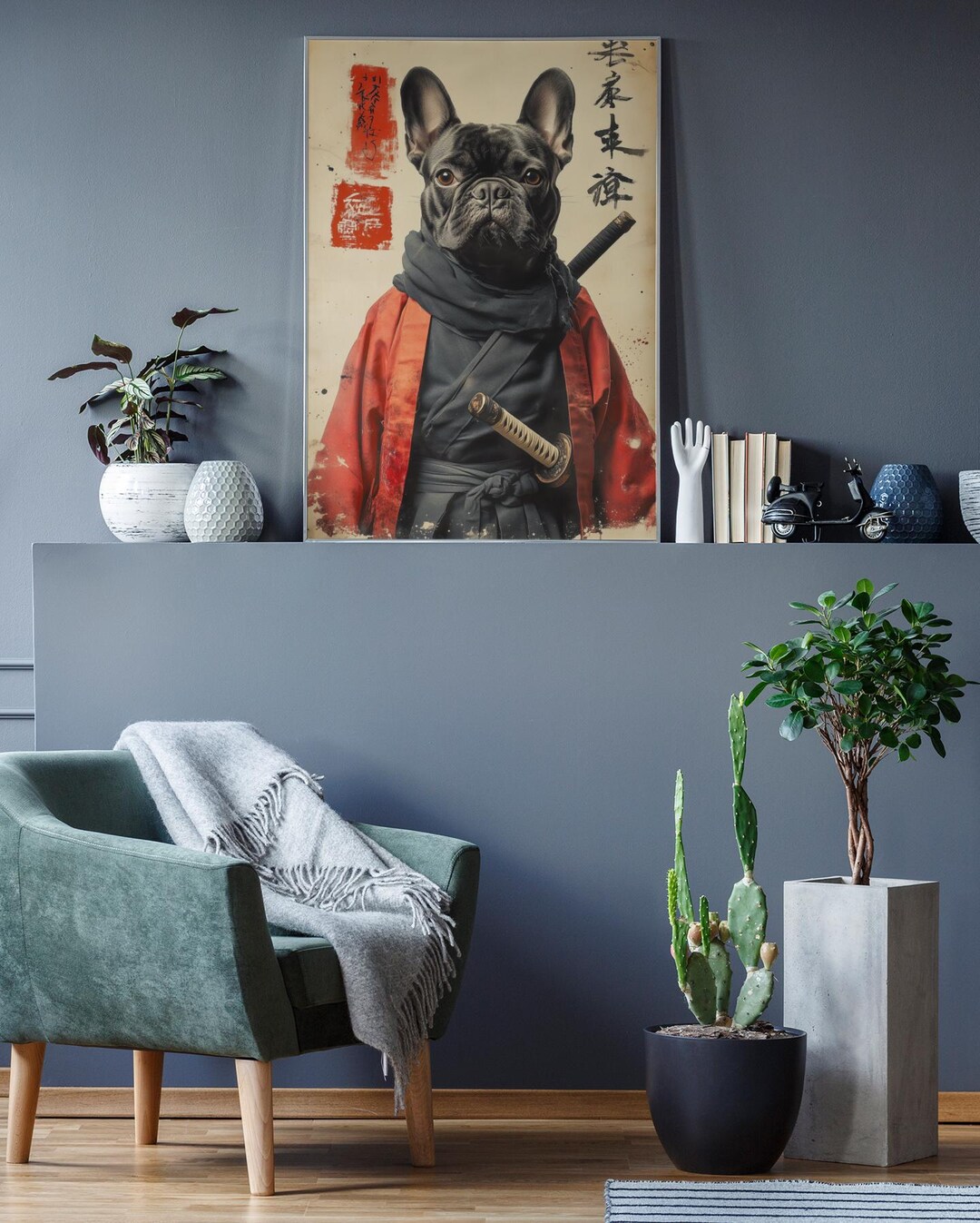 French Bulldog Samurai Poster – Japanese Warrior Dog Wall Art | Unique ...