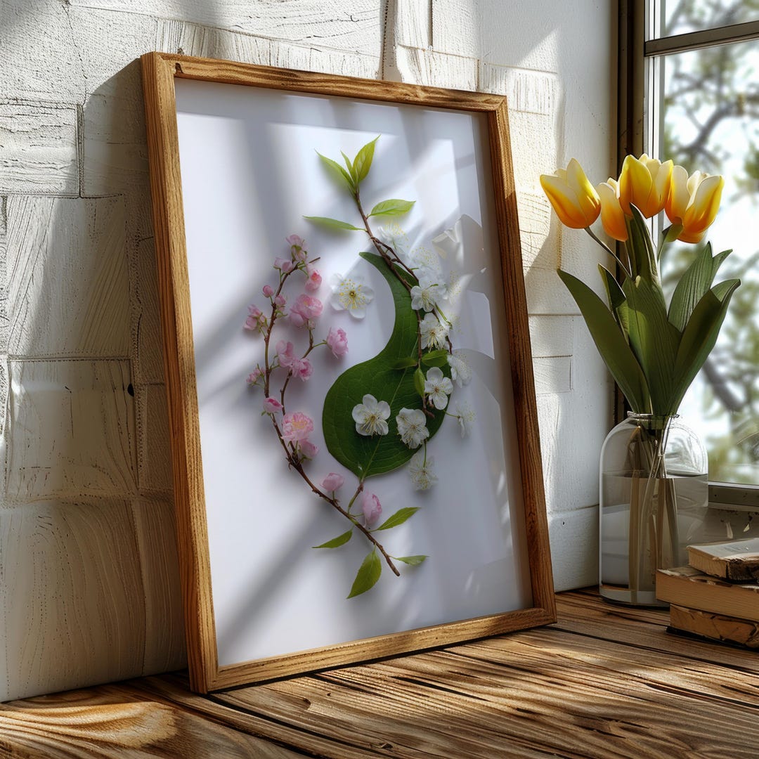 Japanese Yin Yang Sakura Digital Download | Zen Floral Libra Printable ...