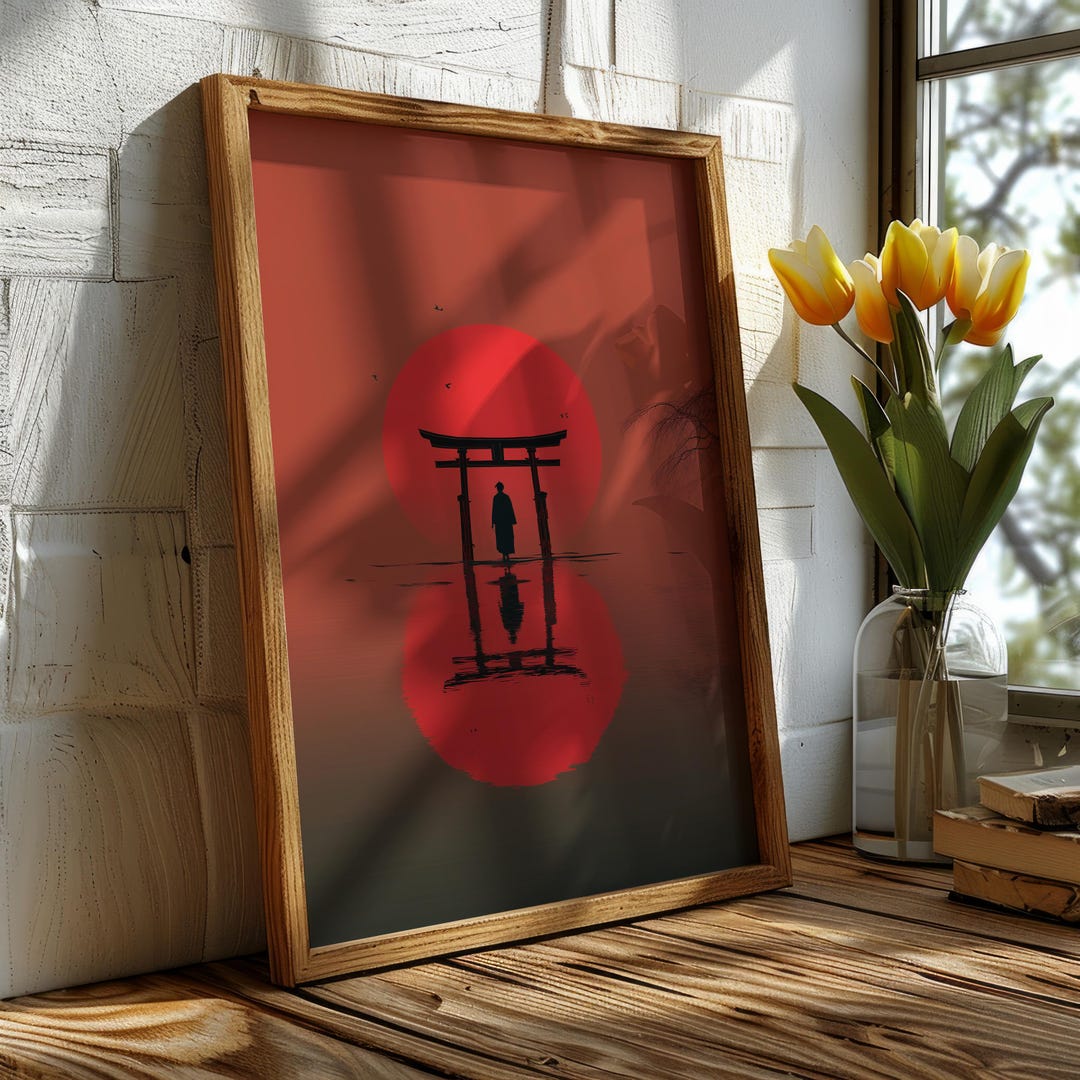 Japanese Torii Sunset Digital Download | Japanese Minimal Art Print ...