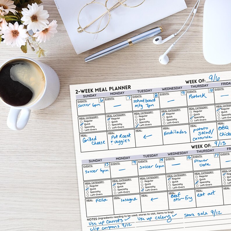 Weekly Meal Planner / Digital & Printable / 2-week Meal Planner ...