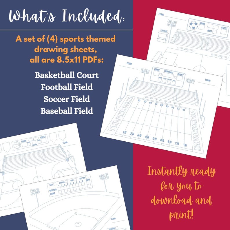 Sports Drawing Prompts for Kids: Football, Soccer, Baseball, Basketball ...