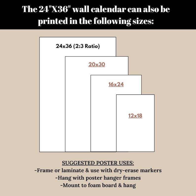 Large Blank Wall Calendar Printable: Undated Portrait Layout (digital ...