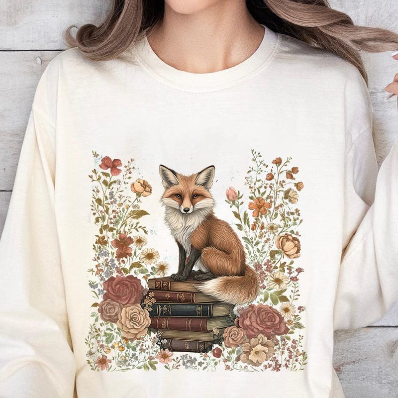 Fox and Book Tshirt - Etsy