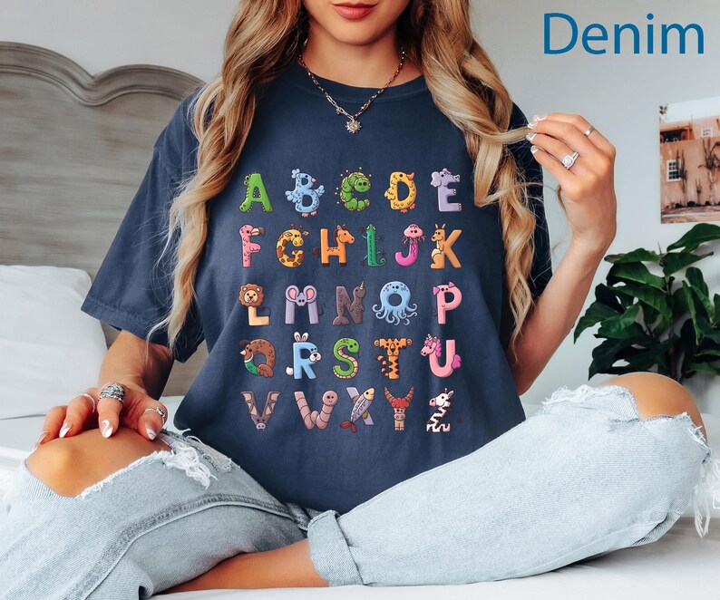 Comfort Colors® Alphabet Shirt, ABC Shirt, Animals Alphabet T-shirt ...