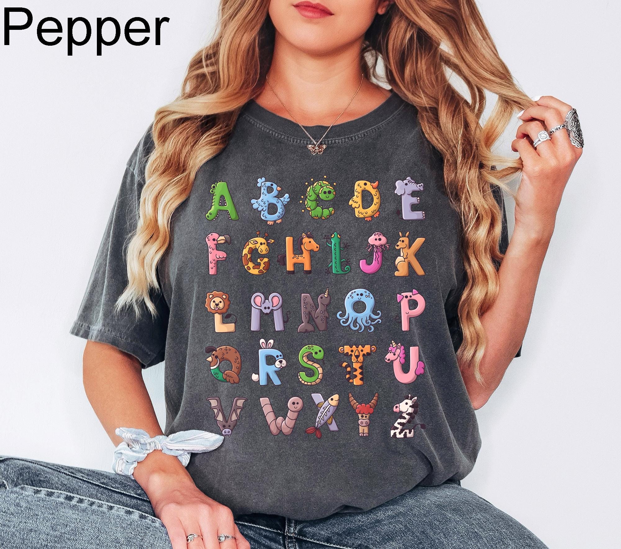Comfort Colors® Alphabet Shirt, ABC Shirt, Animals Alphabet T-shirt ...