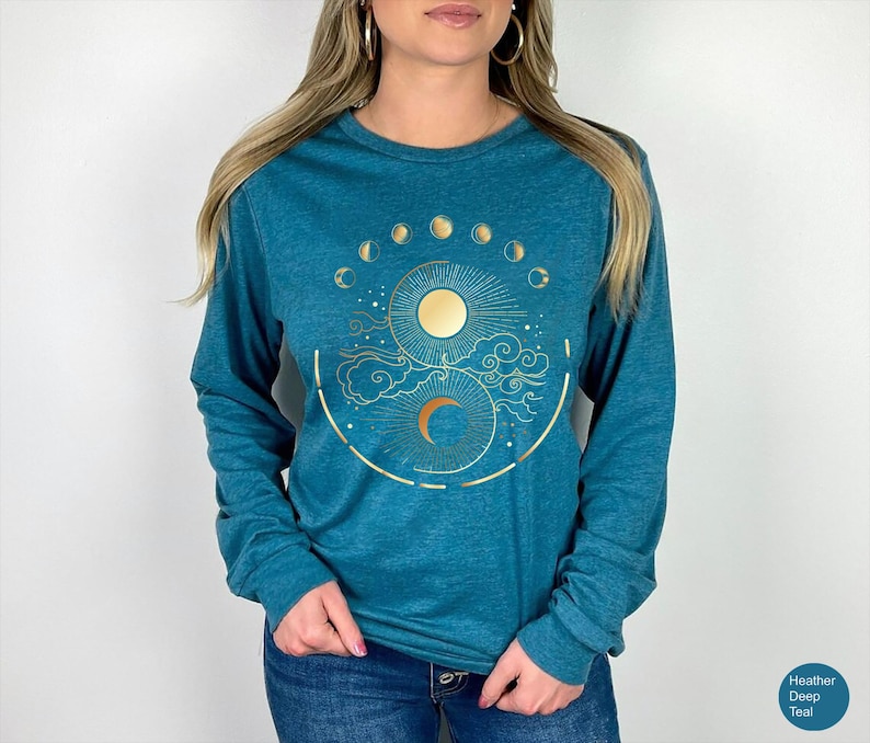 Mystic Moon and Sun Shirt, Mystical Moon Phase Shirt, Moon Phase T ...