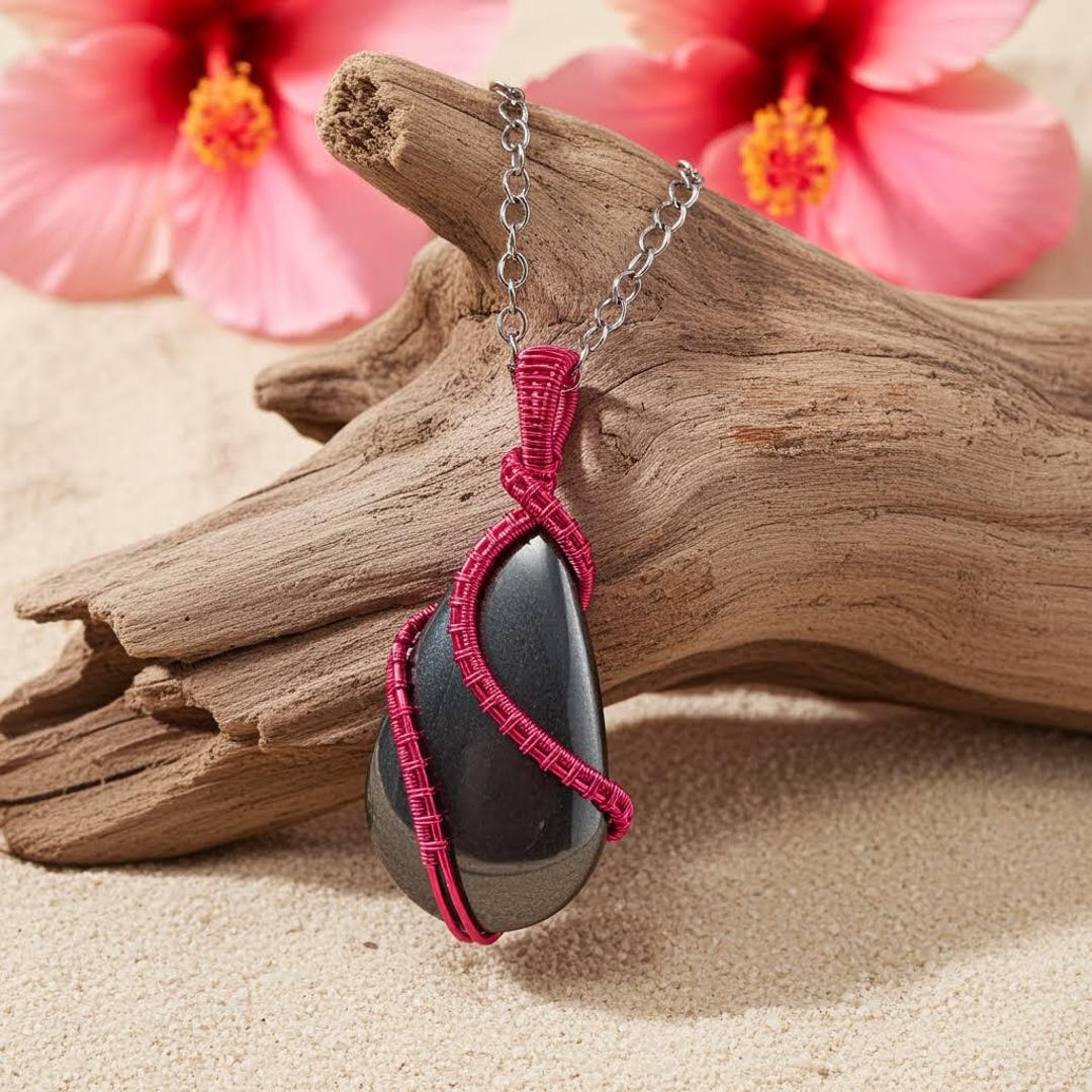 Hematite Wire Wrapped in Hot Pink Coated Copper Wire - Etsy