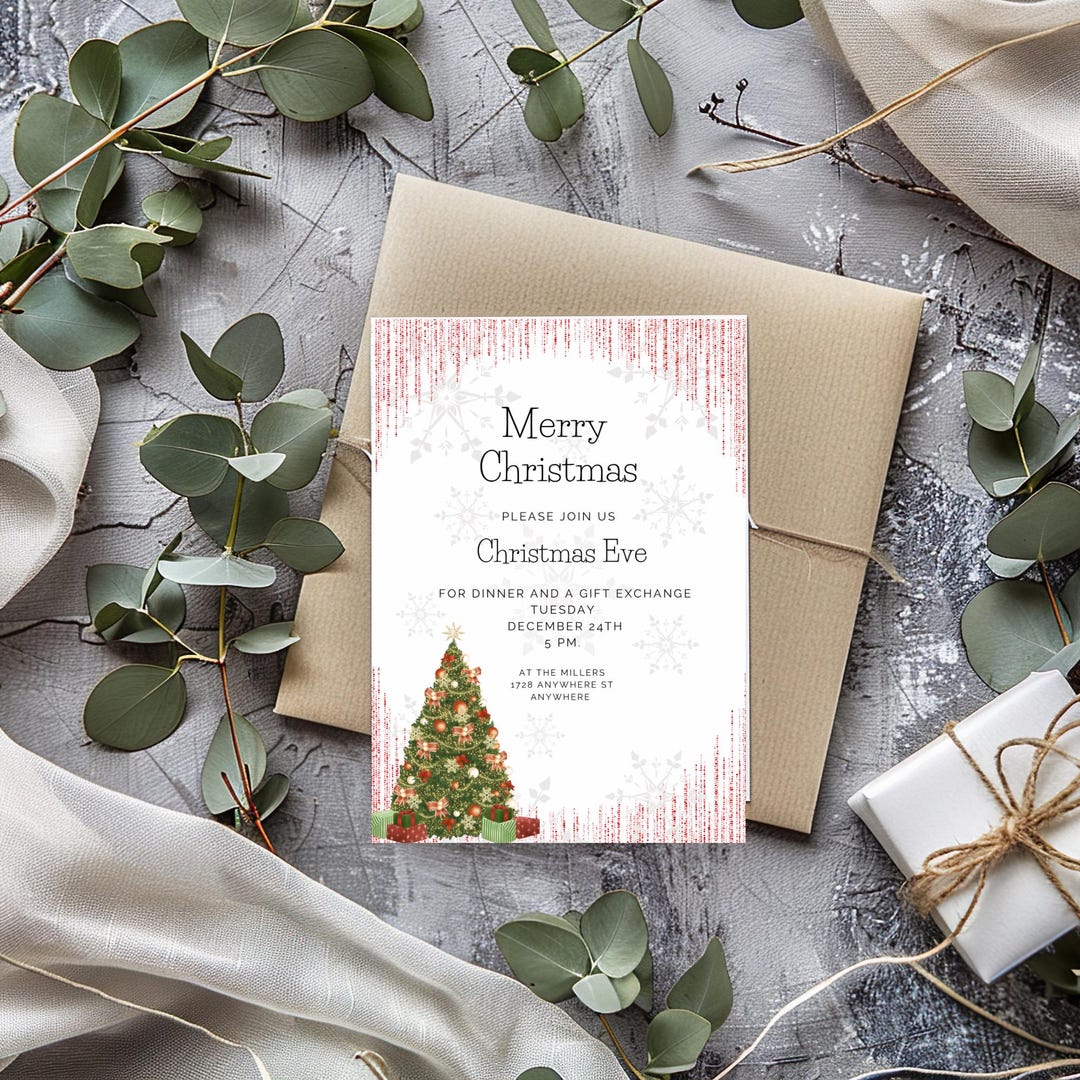Christmas Eve Party Invitation, Christmas, Editable, Instant Download ...