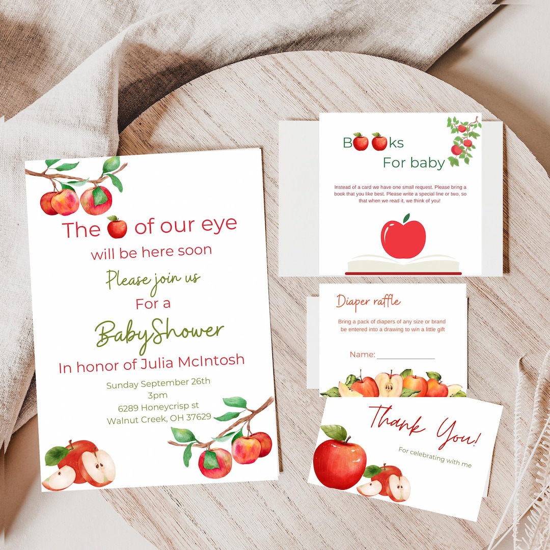 Apple of My Eye Baby Shower Invitation| Editable| Bundle | Fall Baby ...