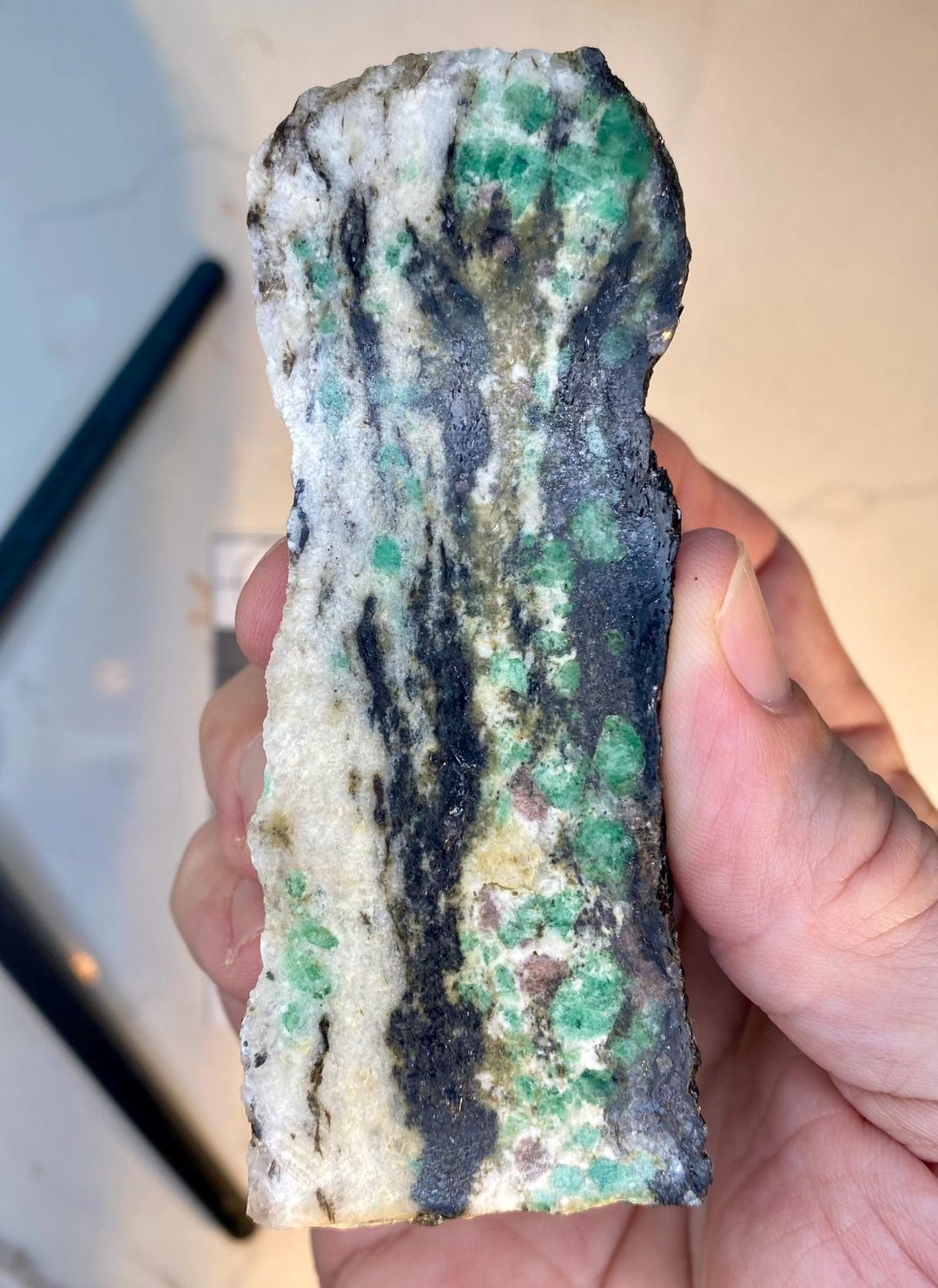 EMERALDS! This is a Polished Slice of Pegmatite From the Crabtree ...