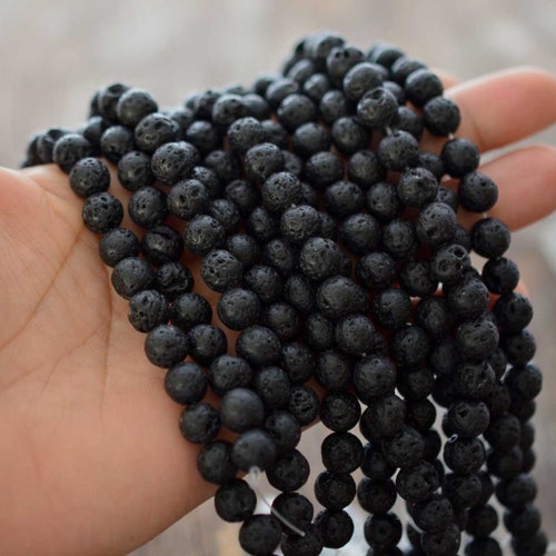 8mm Natural Black Lava Beads 16 Strand 48 Lava Beads | Etsy