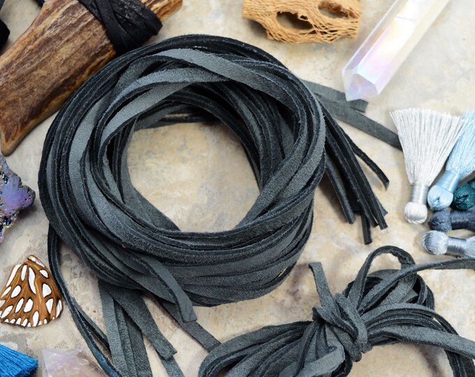 Graphite Gray, 5mm Deer Suede Leather Lace, 40" Strap (1pc) / Deer Lace ...