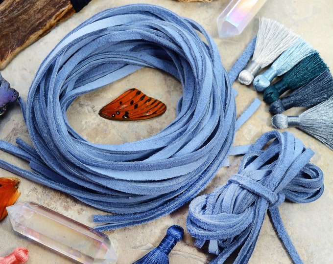 Light Denim Blue, 5mm Deer Suede Leather Lace, 40 Strap 1pc / Deer Lace ...