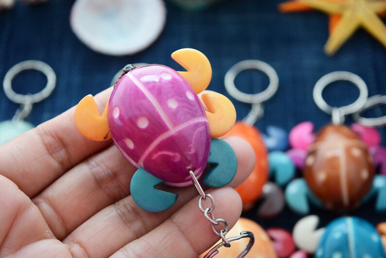 Mister Crab: Natural Tagua Carvings 53x50mm Crab Keychain 1 | Etsy