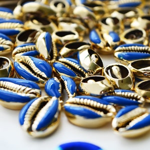 Royal Blue: Enamel Cowrie Shell, Gold Plated Cowry Shells, Friendship ...