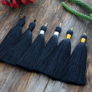 Black, 3" Luxe Silk Tassels, Handmade Jewelry Tassels, Long Tassels ...