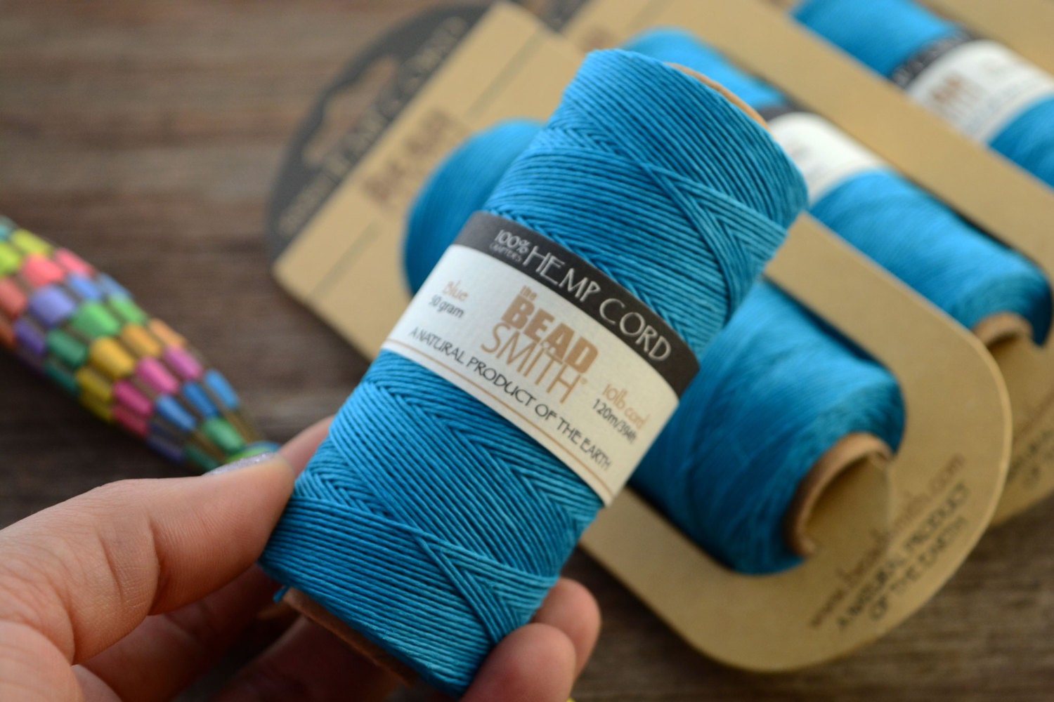 Turquoise Blue: Natural Hemp Cord, 10lb Cord, 394 Feet, Biodegradable ...