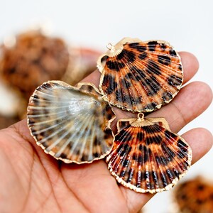 Leopard Print Seashell Pendants With Gold Plated Edges, Sold by Each ...