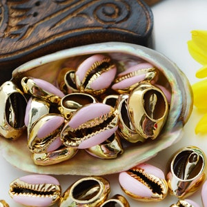 Light Pink: Enamel Cowrie Shell, Gold Plated Cowry Shells, Friendship ...