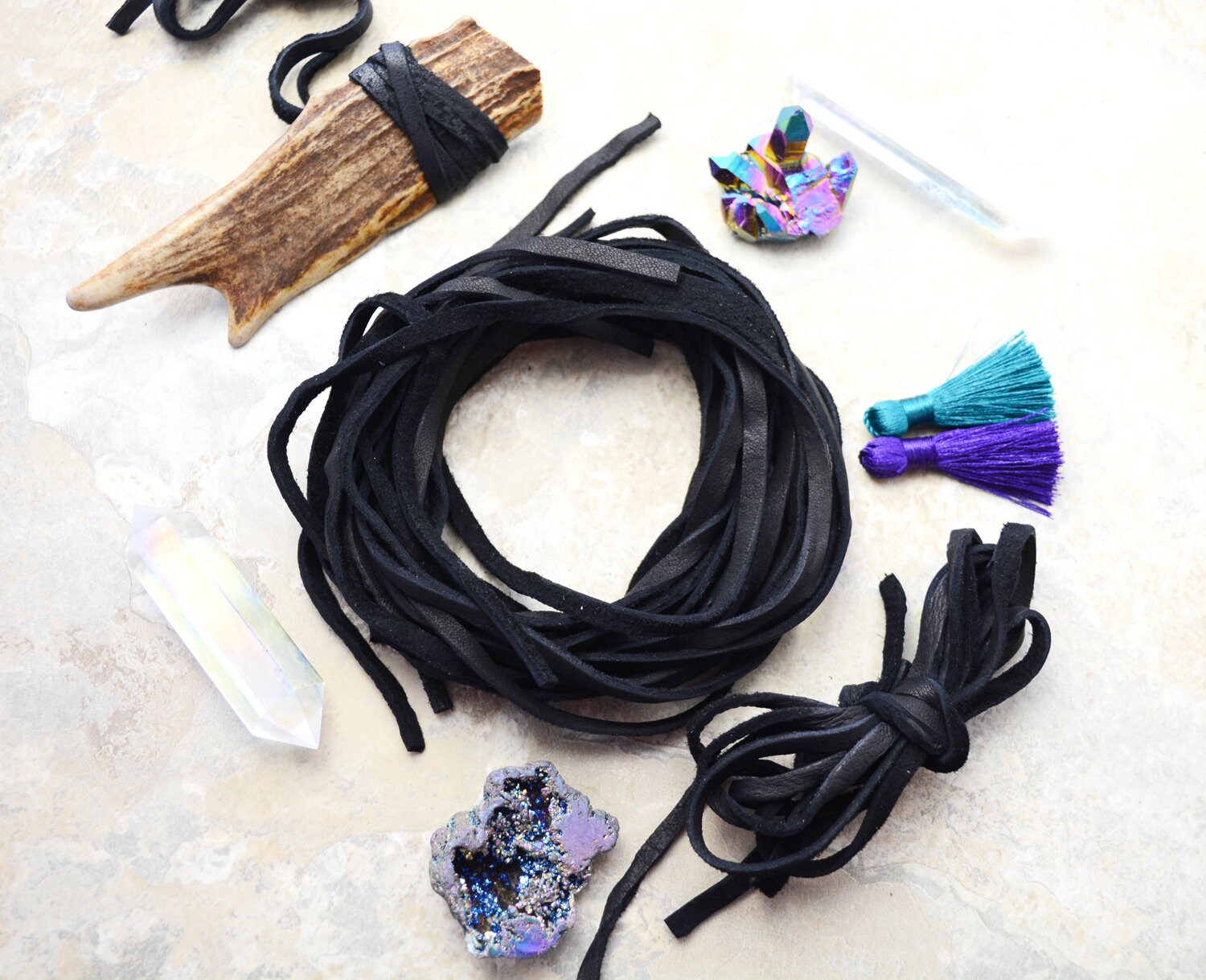 Black, 5mm Deer Suede Leather Lace, 40" Strap (1pc) / Deer Lace, Elk ...