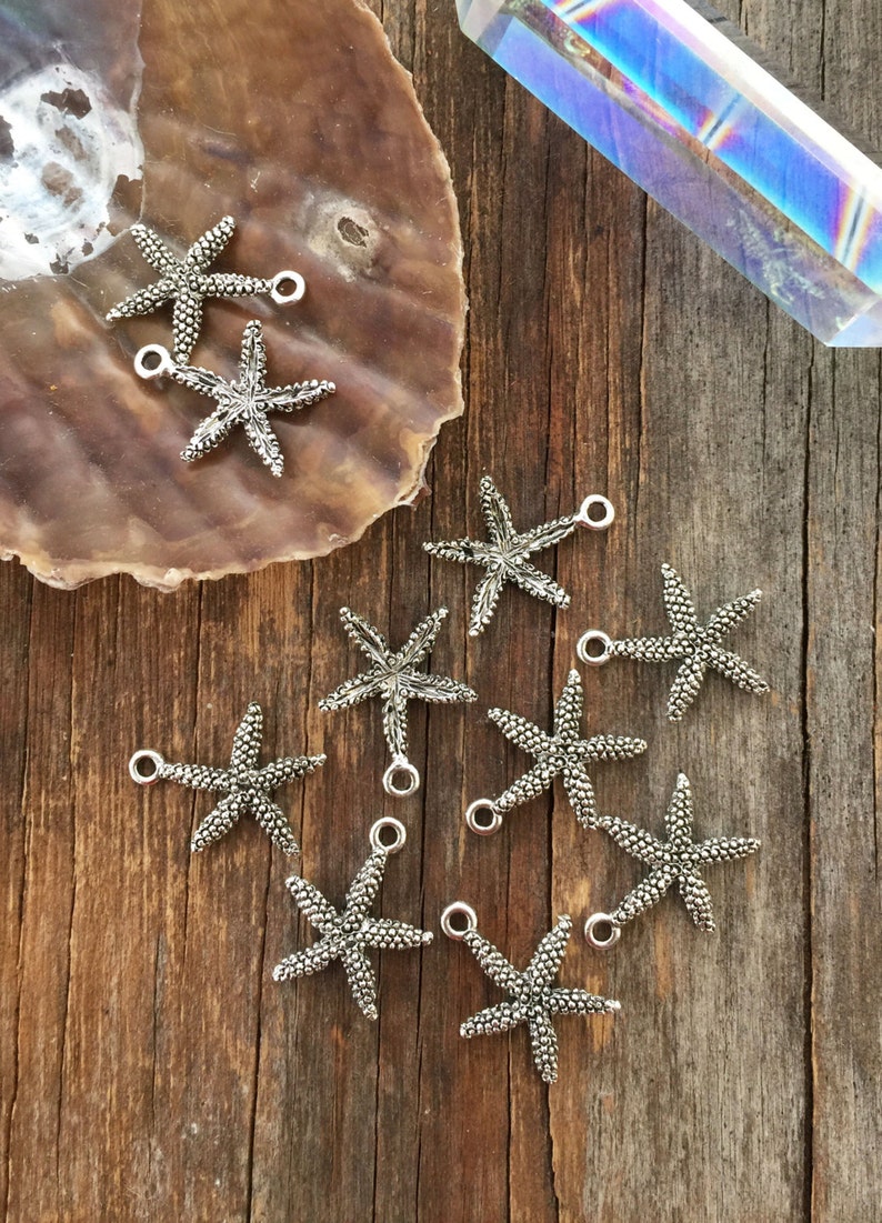 Antique Silver Small Starfish Charms, 16x20mm, 2pcs / Nunn Designs ...