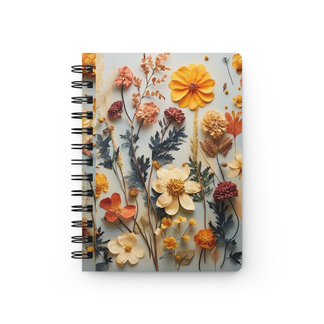 Pressed Flowers: Glossy Laminated Journal Cover With Spiral Loop Wire ...