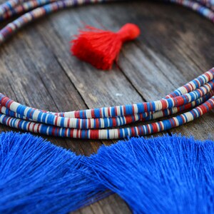 4mm Red, White and Blue African Vinyl Record Beads, 34" Strand / Vinyl ...
