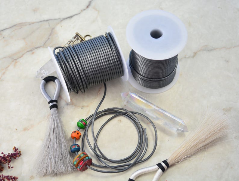 Metallic Graphite Gray: 2mm Round Leather Cord 2 Feet pick - Etsy