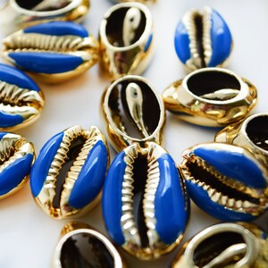 Royal Blue Enamel Cowrie Shell – 1 Shell, Gold-plated Shell Charm for ...