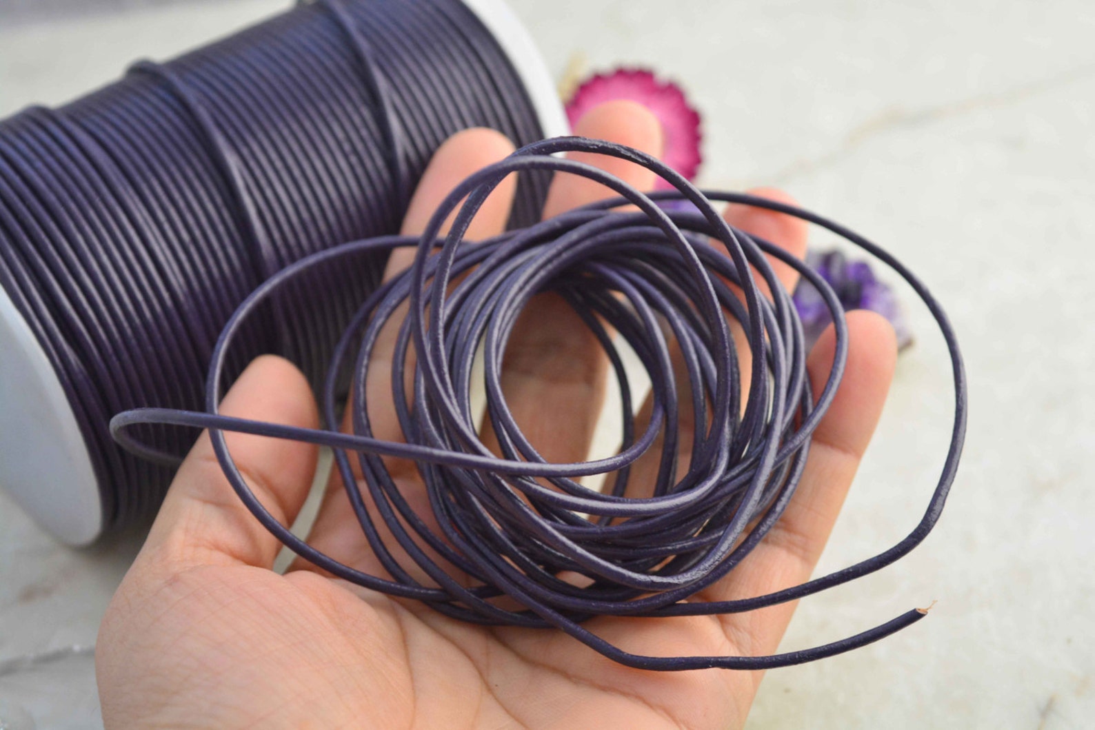 Dark Purple Violet: 2mm Leather Cord Genuine Round Leather | Etsy